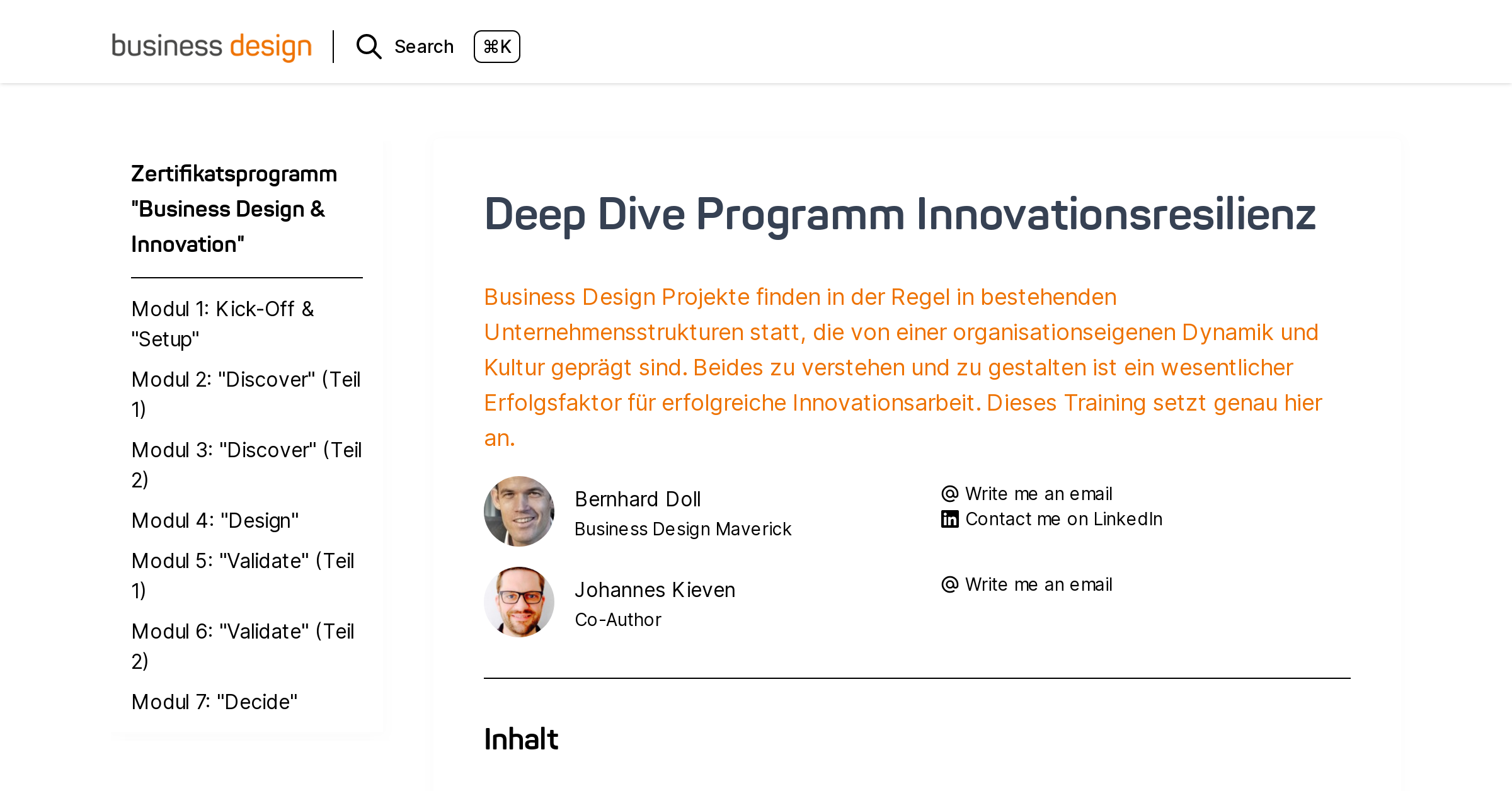 Deep Dive Programm Innovationsresilienz | Business Design Knowledge Base