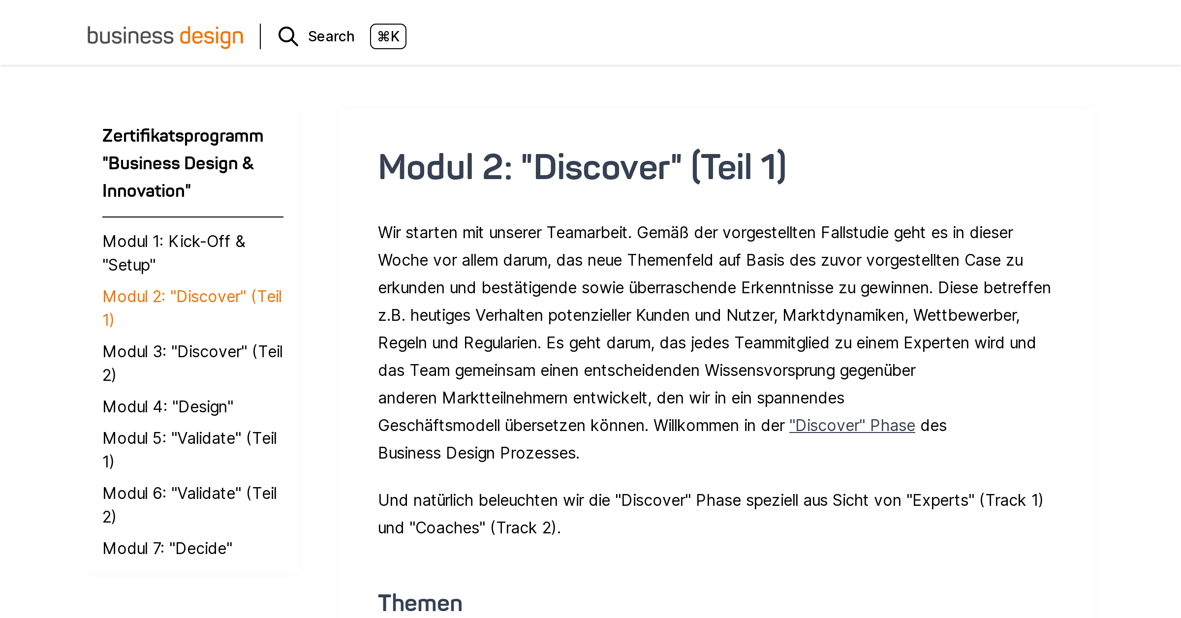 Modul 2: "Discover" (Teil 1) | Business Design Knowledge Base