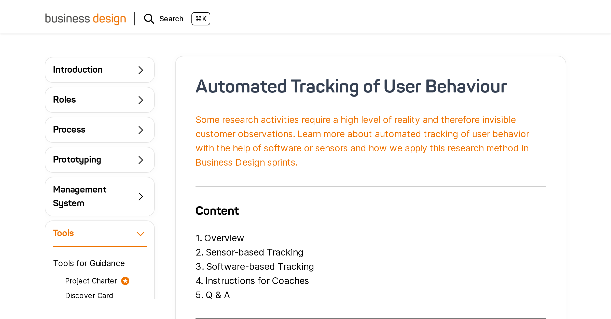 Automated Tracking of User Behaviour | Business Design Knowledge Base