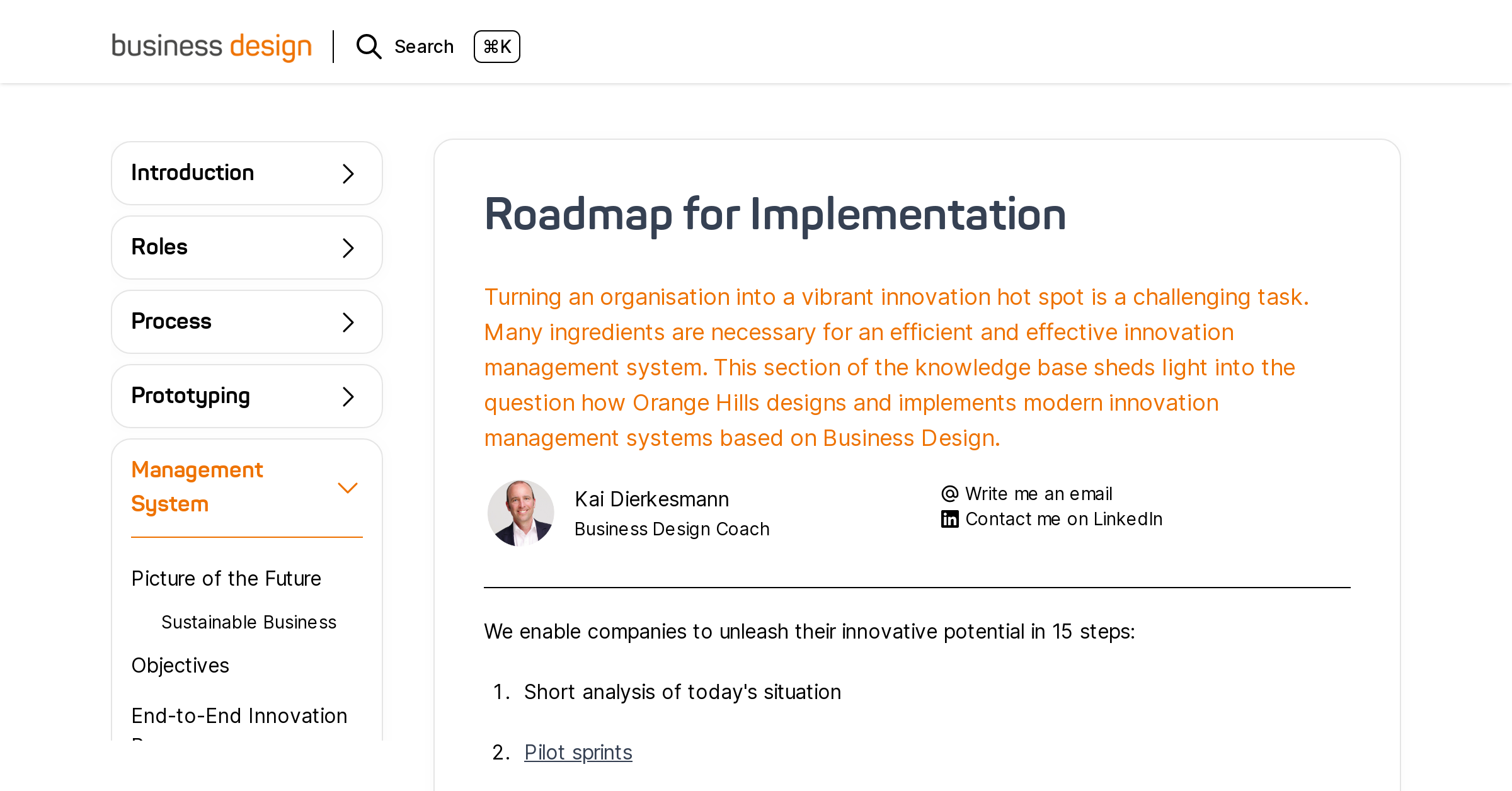 Roadmap for Implementation | Business Design Knowledge Base