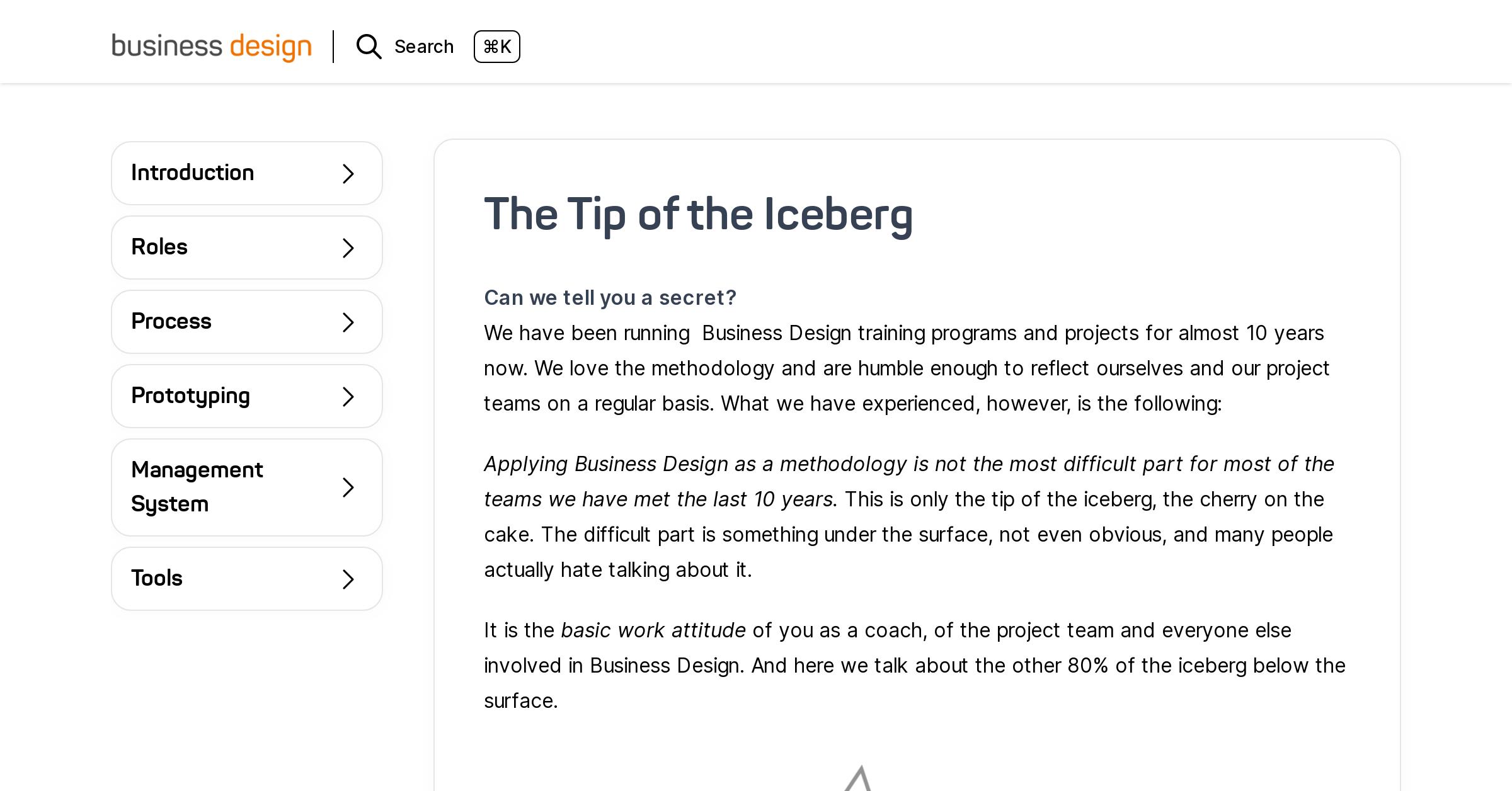 The Tip of the Iceberg | Business Design Knowledge Base
